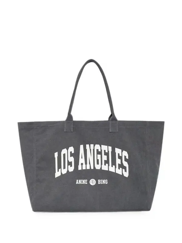 ANINE BING Leo Canvas Tote Los Angeles University Washed - Grey