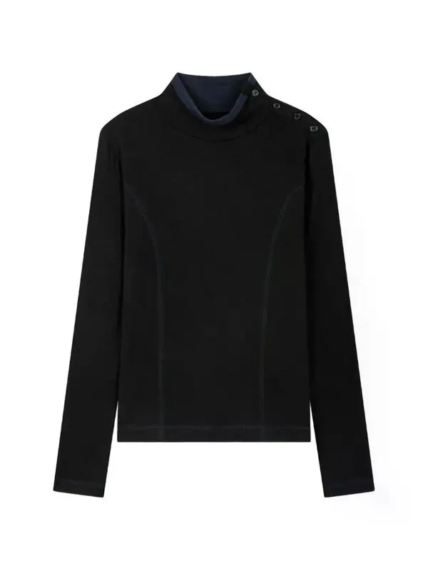 STUDIO TOMBOY Button-details High-neck T-shirt - Black