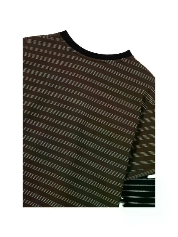 STUDIO TOMBOY Striped Layered Cotton T-shirt - Brown