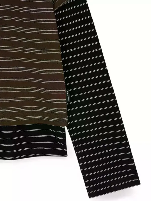STUDIO TOMBOY Striped Layered Cotton T-shirt - Brown