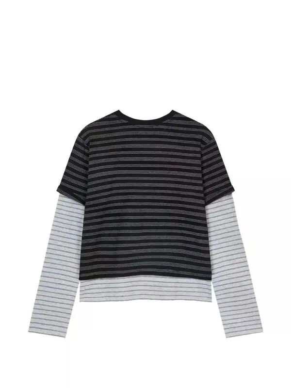 STUDIO TOMBOY Striped Layered Long-sleeve Cotton T-shirt - Black