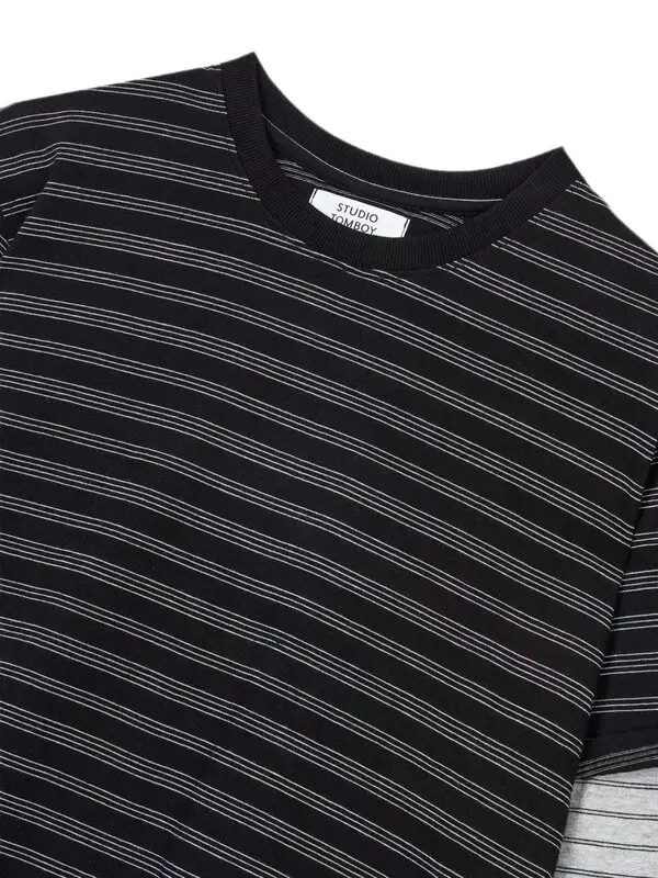 STUDIO TOMBOY Striped Layered Long-sleeve Cotton T-shirt