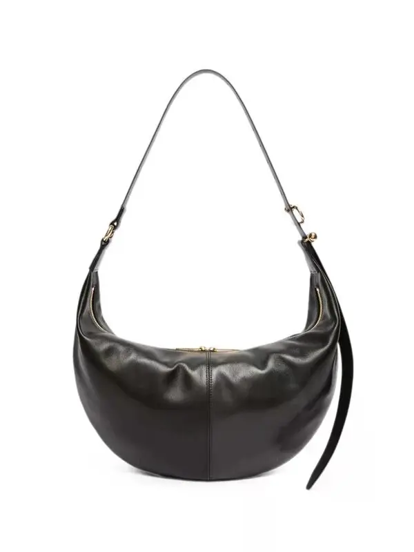 Sportmax Pioppo Crescent Leather Shoulder Bag - Black