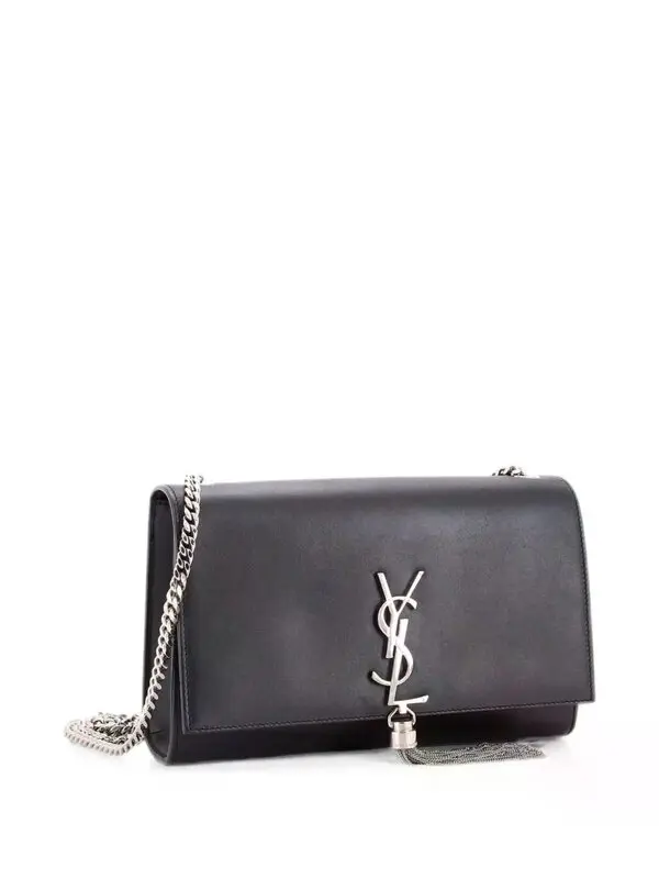 Saint Laurent Monogram Tassel Leather Crossbody Bag - Black