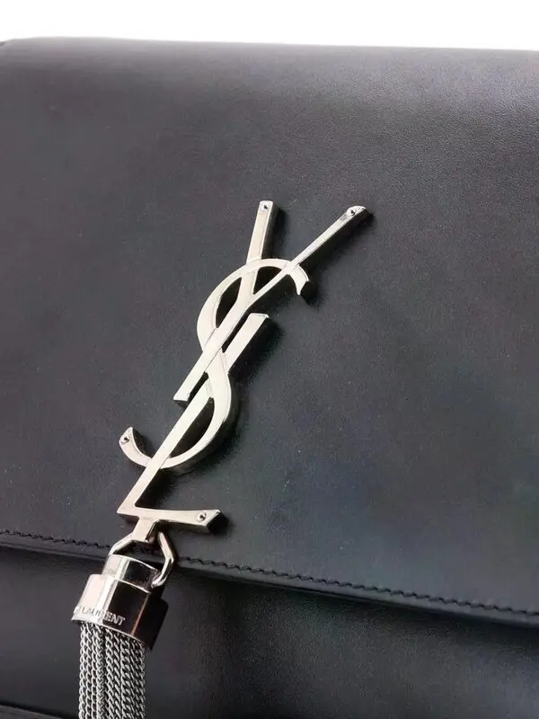 Saint Laurent Monogram Tassel Leather Crossbody Bag - Black