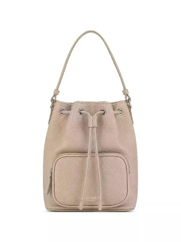 LA ROSE Drawstring Zip Bucket Bag - Neutrals