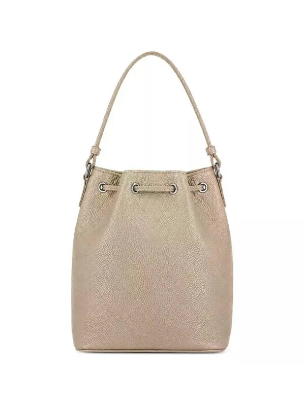 LA ROSE Drawstring Zip Bucket Bag - Neutrals