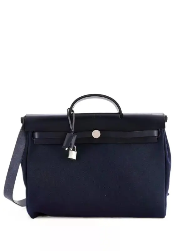 Hermès Herbag Zip Leather And Toile 39 Satchel - Blue
