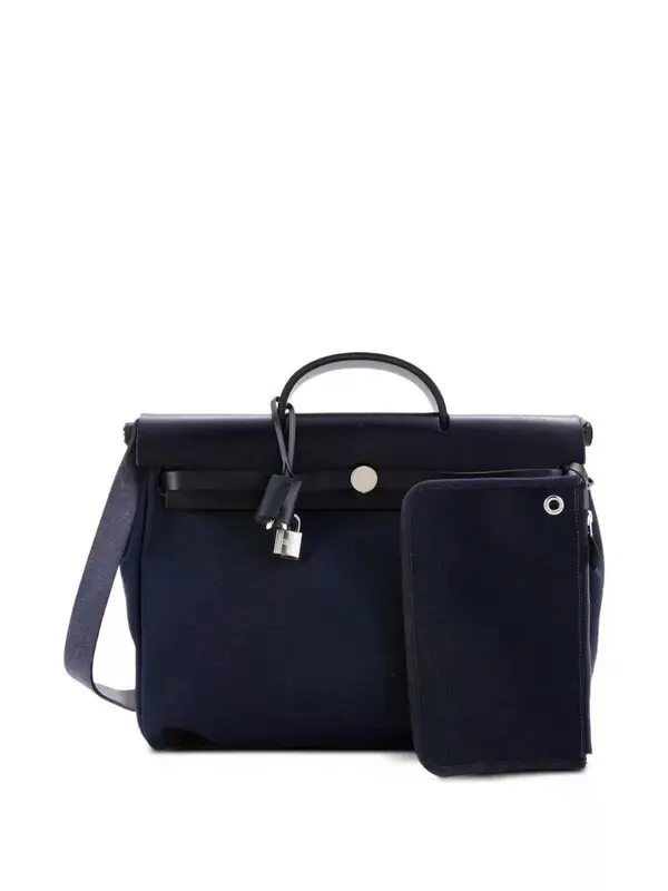 Hermès Herbag Zip Leather And Toile 39 Satchel