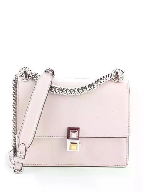 Fendi Kan I Bag Leather Small Crossbody Bag - Neutrals