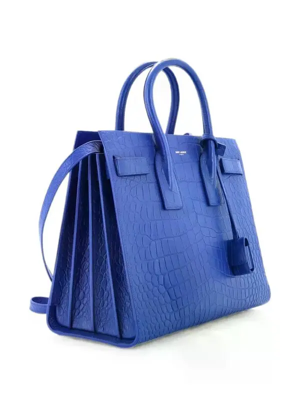 Saint Laurent Sac De Jour Crocodile Embossed Leather Satchel