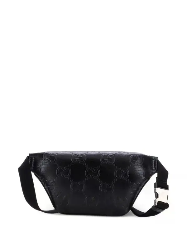 Gucci Gg Embossed Perforated Leather Small Belt Bag - Black