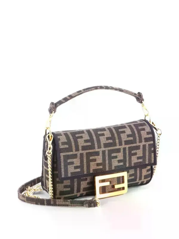 Fendi Zucca Canvas Baguette Nm Mini Crossbody Bag - Brown