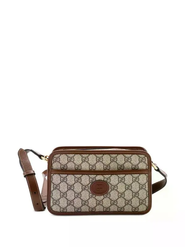 Gucci Interlocking G Patch Camera Bag Gg Coated Canvas Mini Crossbody Bag - Brown