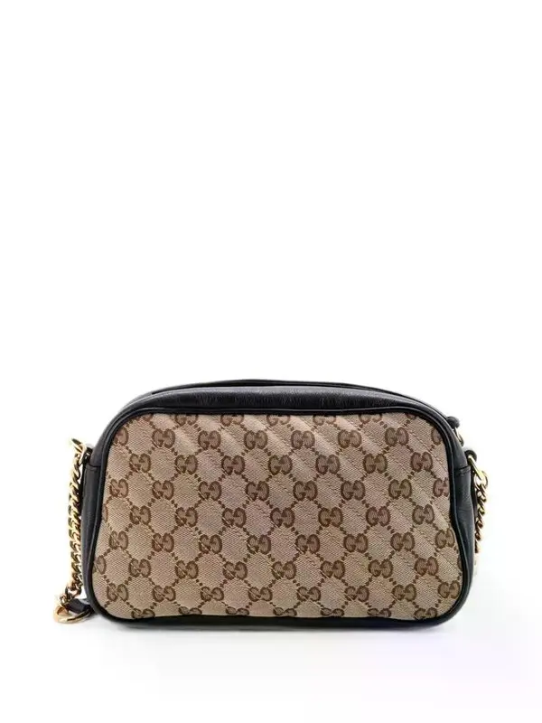 Gucci Gg Marmont Shoulder Bag In Quilted Gg Canvas With Leather