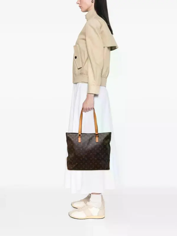 LOUIS VUITTON 2002 Monogram Cabas Mezzo Tote Bag - Brown