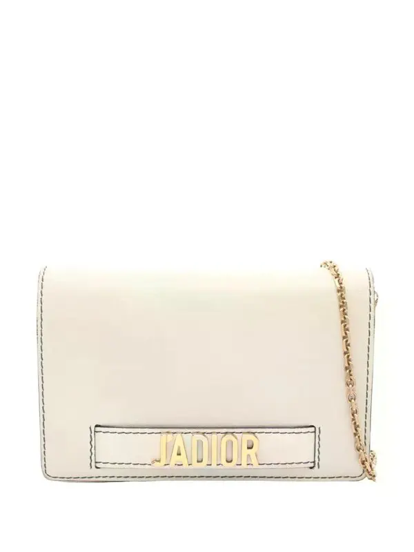 Dior 2000-2026 Calfskin Jadior Wallet On Chain Crossbody Bag - White