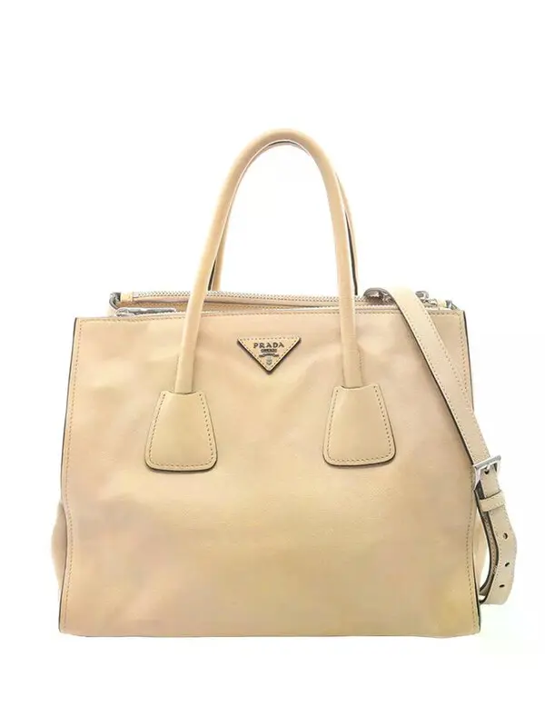 Prada 2010-2026 City Calf Double Zip Satchel - Neutrals