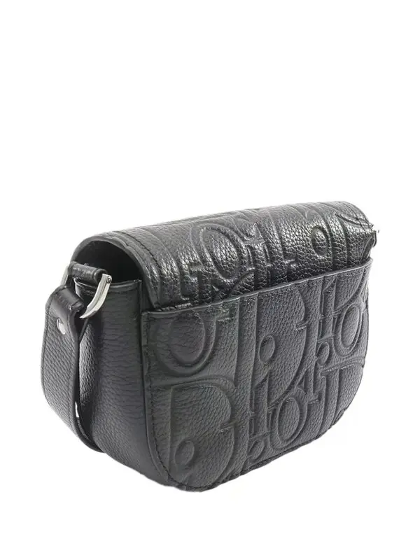 Dior 2025 Mini Gravity Leather Saddle Messenger Bag With Flap Crossbody Bag - Black