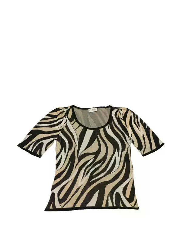 Marella Mlsdattero Animal-pattern Short-sleeve Knitted T-shirt - Black