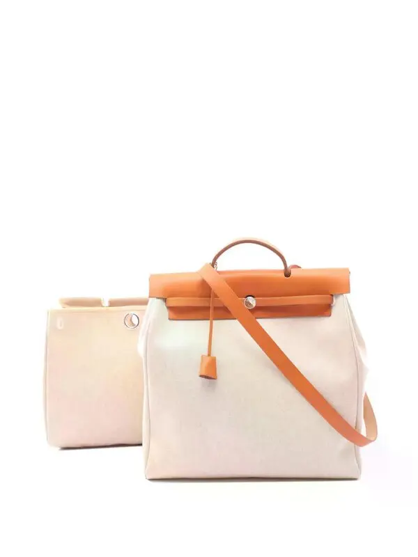 Hermès 1999 Toile H Herbag Mm Satchel - Neutrals