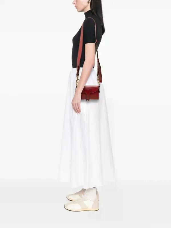 Dior 2017 Mini Leather D Bee Saddle Bag Crossbody Bag - Red