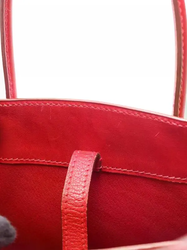 Hermès 2002 Box Calf White Bus Tpm Tote Bag - Red