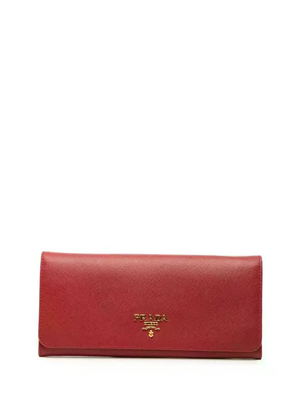Prada 2010-2026 Saffiano Continental Wallet Long Wallets - Red