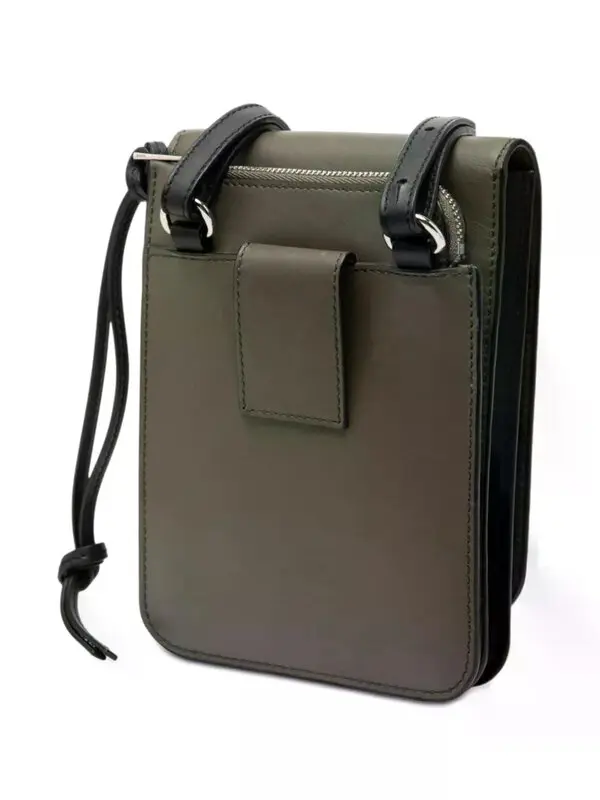 Loewe 2019 Bicolor Leather Anagram Gusset Flat Crossbody Bag - Green