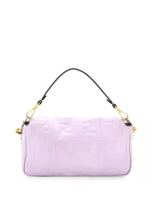 Fendi Baguette Nm Bag Zucca Embossed Leather Medium Crossbody Bag - Purple