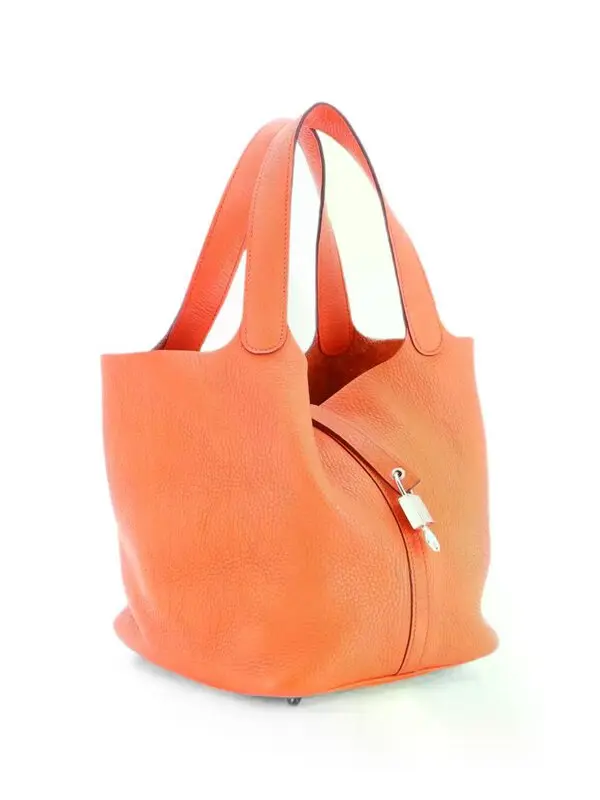 Hermès Picotin Lock Bag Clemence Mm Bucket Bag - Orange