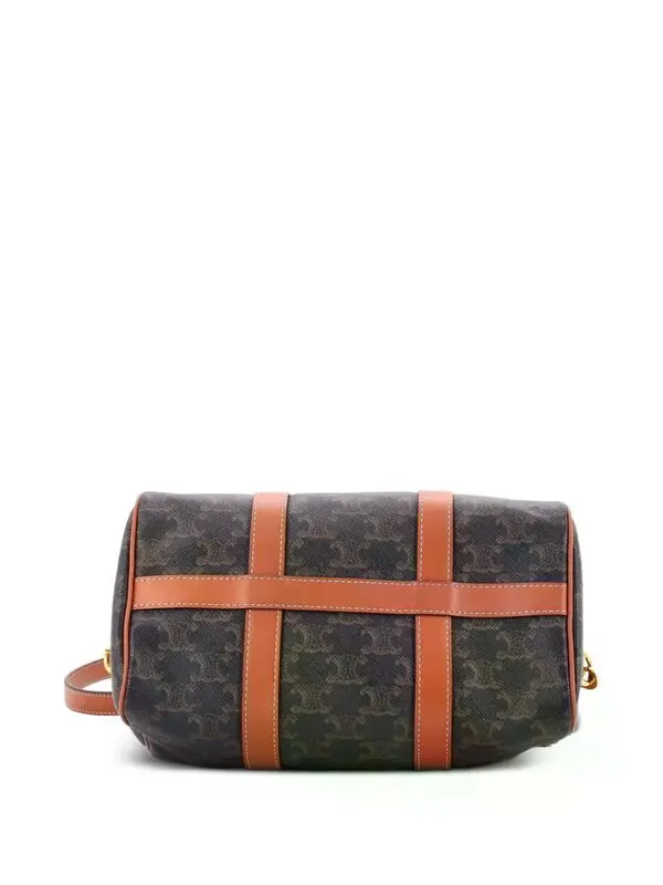 Celine Triomphe Coated Canvas Medium Boston Shoulder Bag