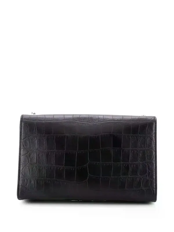 Saint Laurent Classic Monogram Tassel Crocodile Embossed Leather Medium Crossbody Bag