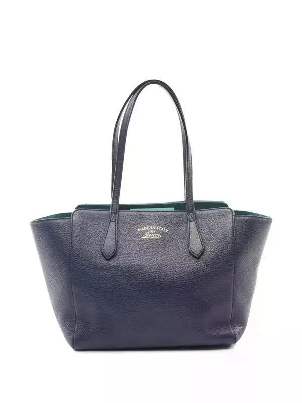 Gucci 2000-2015 Medium Leather Swing Tote Bag - Blue