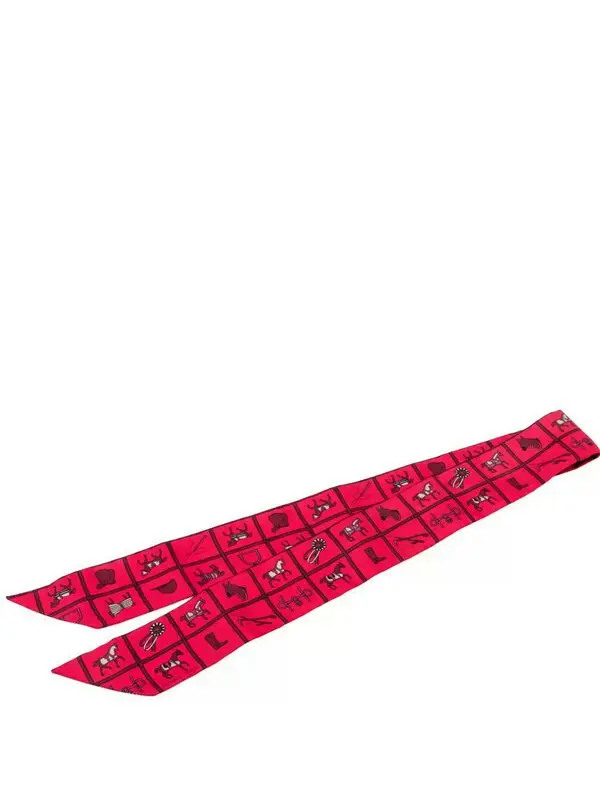 Hermès 2000-2026 Couvertures Et Tenues De Jour Surteint Silk Twilly Scarf Scarves - Red