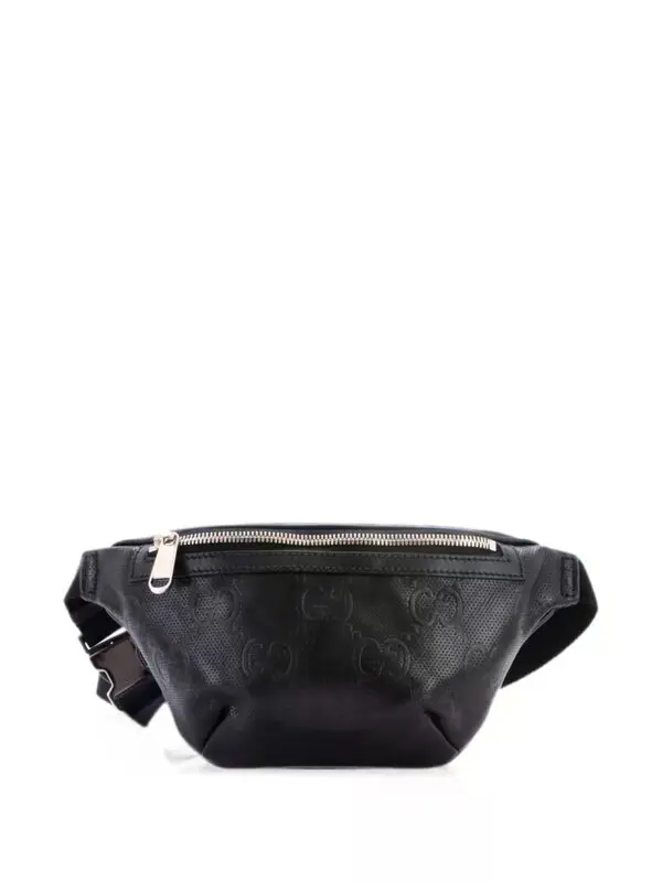 Gucci Gg Embossed Perforated Leather Small Belt Bag - Black