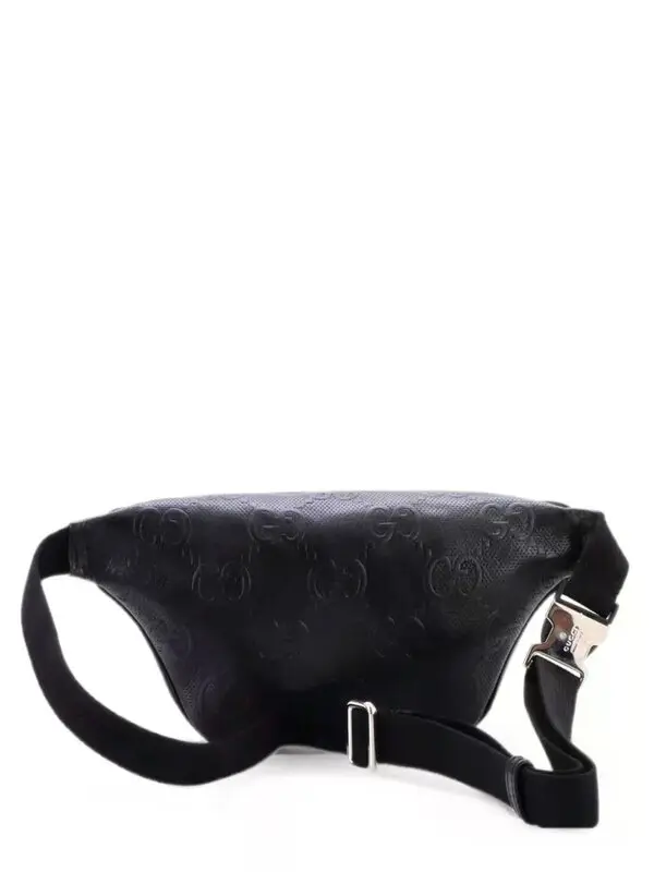 Gucci Gg Embossed Perforated Leather Small Belt Bag - Black
