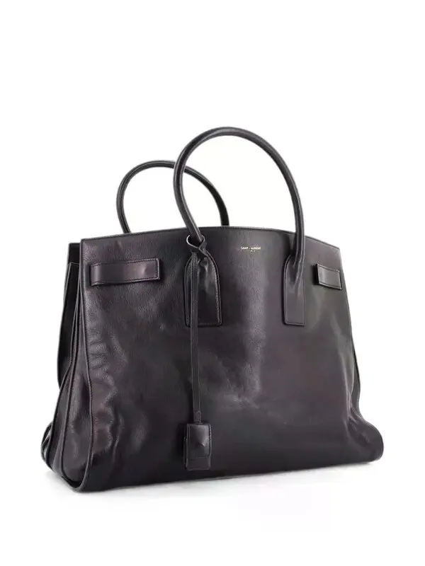 Saint Laurent Sac De Jour Bag Leather Large Tote Bag - Black