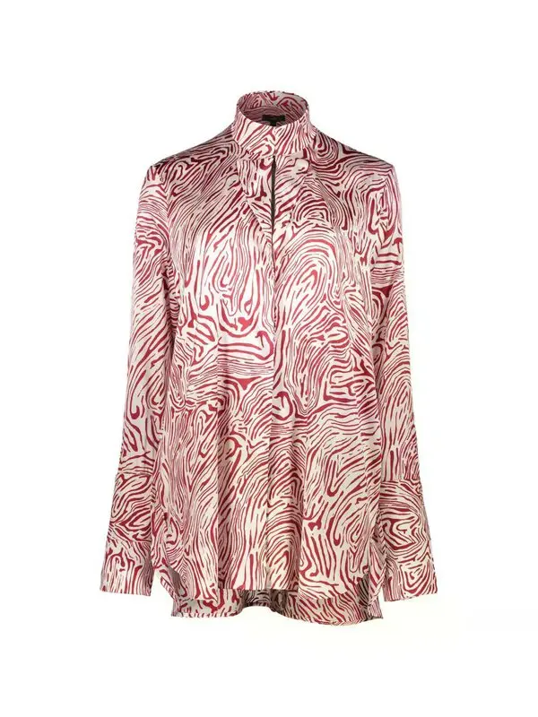 ELLERY Geometric-print Silk-blend Blouse - Neutrals