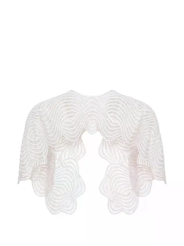 GEMY MAALOUF Embroidered Scalloped-edge Bolero - White