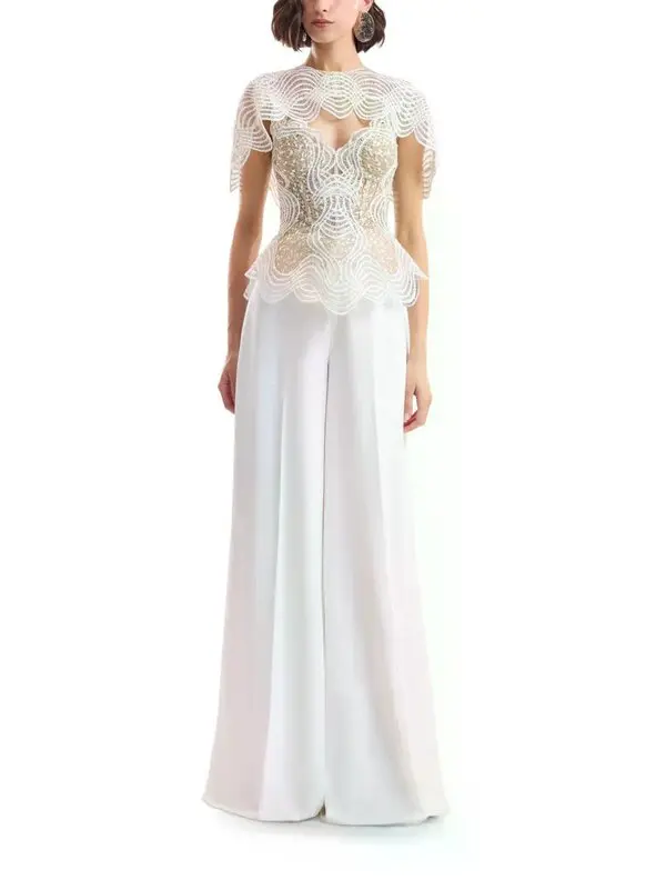 GEMY MAALOUF Embroidered Scalloped-edge Bolero