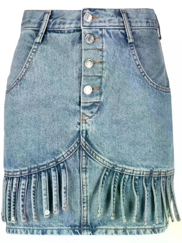 Moschino Fringe-detail Denim Skirt - Blue
