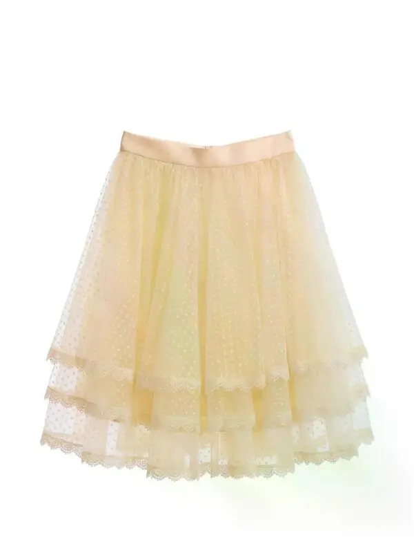 GEMY MAALOUF Layered Lace-trim Skirt - Neutrals