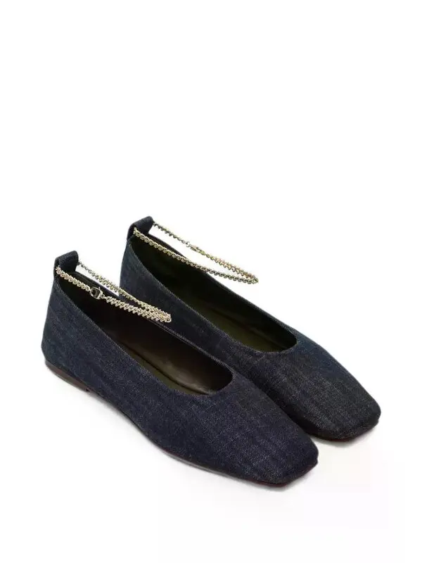 MARIA LUCA Chain-detail Square-toe Ballet Flats - Blue