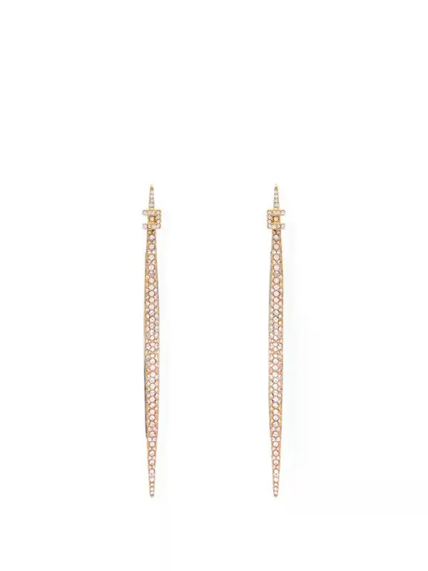 Elisabetta Franchi Rhinestone-embellished Logo-detail Earrings - Gold