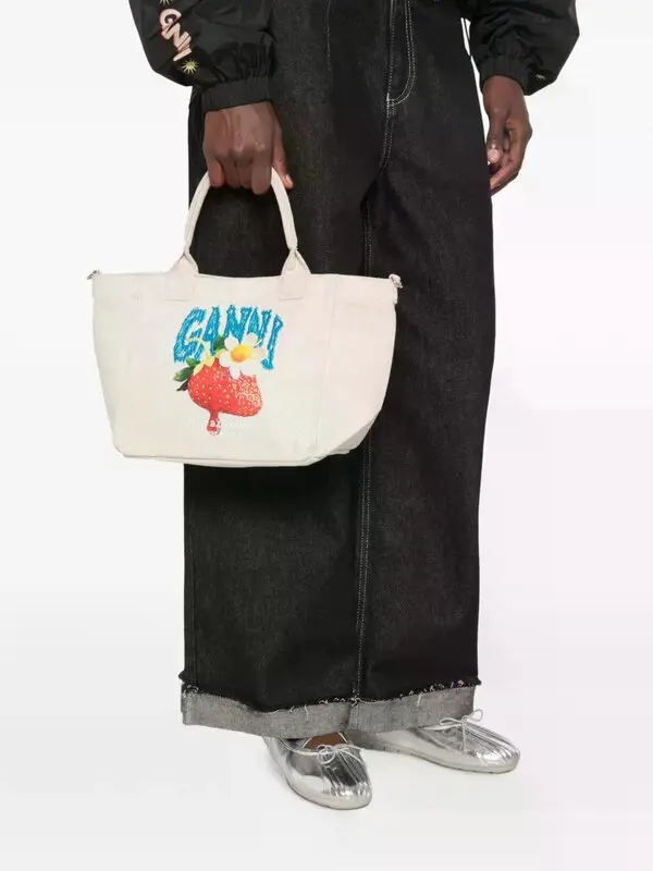 GANNI Graphic-print Tote Bag - Neutrals