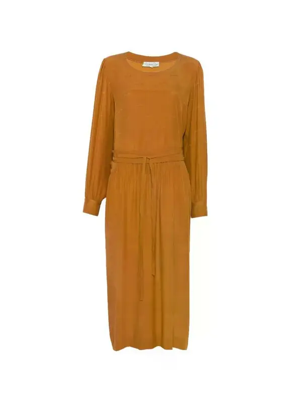 Dior 1970s Logo-print Belted Silk Midi Dress