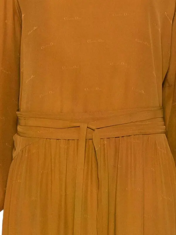Dior 1970s Logo-print Belted Silk Midi Dress