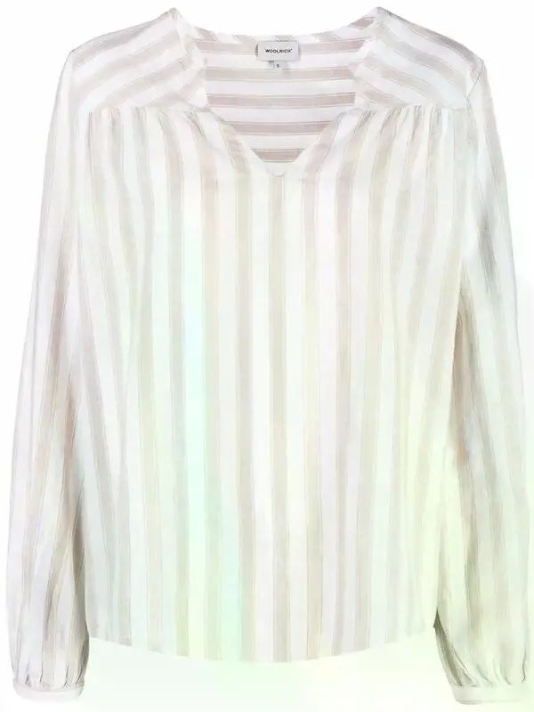 Woolrich Striped V-neck Blouse - Neutrals