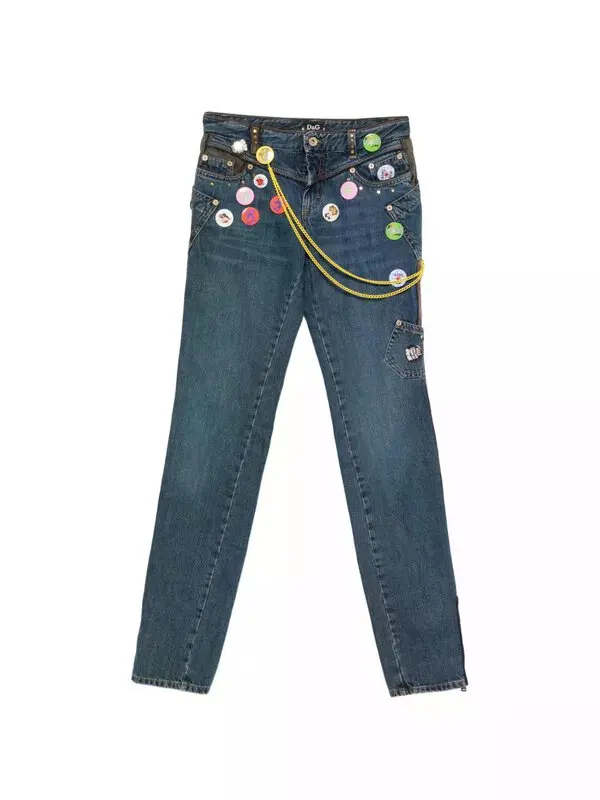 Dolce & Gabbana 2000s Badge-embellishment Jeans
